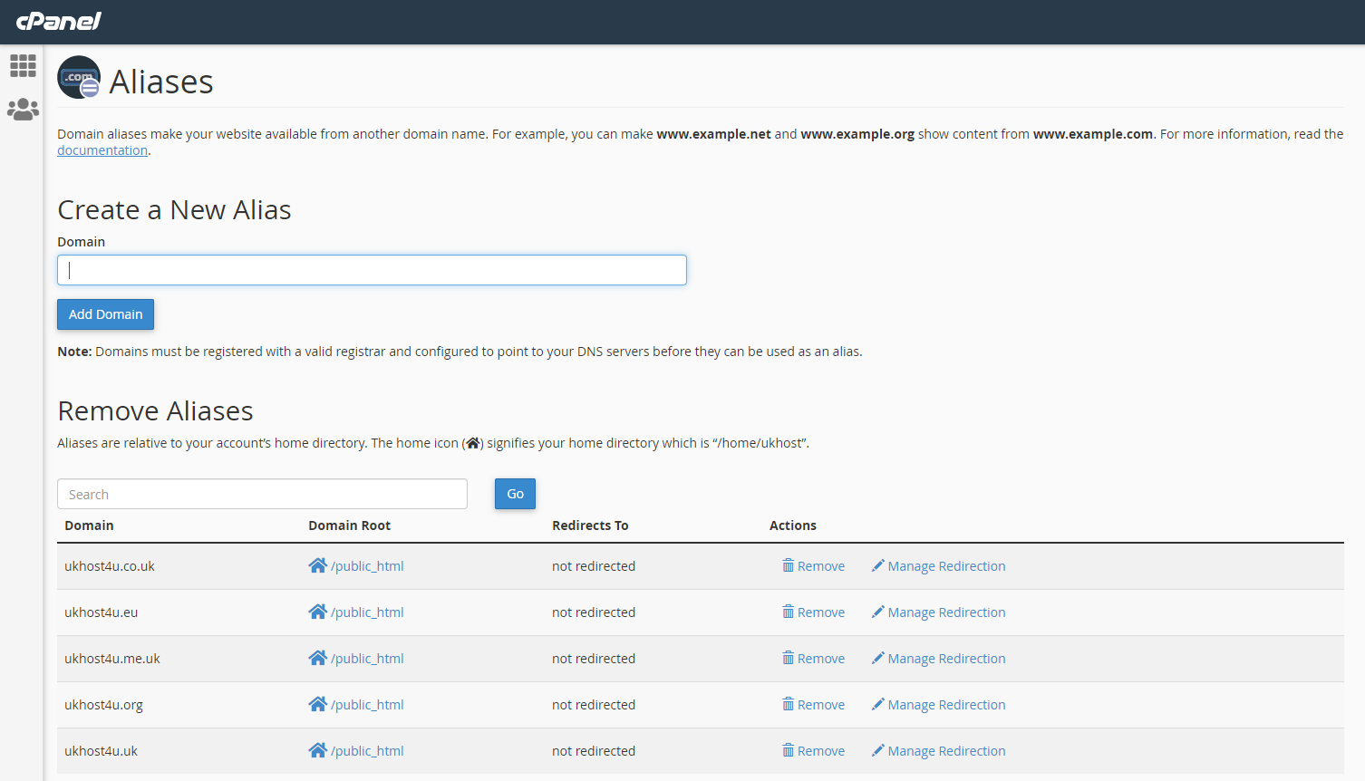How to create a Domain Alias/Parked Domain in cPanel - UKHost4U