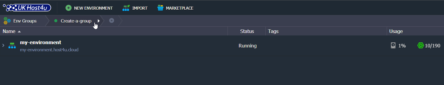 How to create your environment group? - UKhost4u Cloud Solutions
