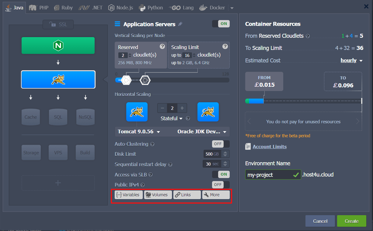 Container Configuration - UKHost4U